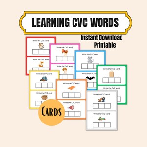 Printable Short Words Flash Cards Reading Cvc Downloadable Educational ...