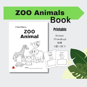 Zoo Animals Book Printable Coloring Book Animals Digital Zoo Book ...