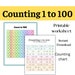 100 Chart Numbers Printable Sheet Learning Counting to 100 Kids Writing ...
