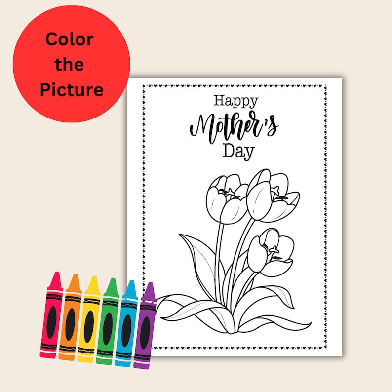 Mother's Day Coloring Pictures Kids Craft Mother's Gift Printable ...