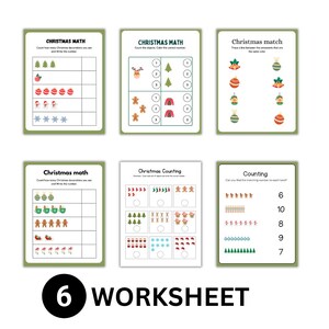 Christmas Math Printable Counting Worksheet Kids Packet Downloadable ...