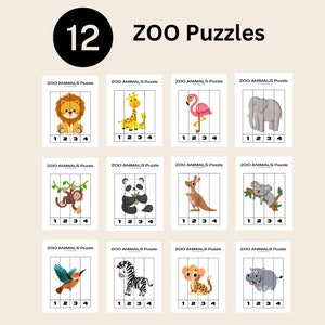 Zoo Animals Puzzle Printable Kids Animals Activity Kindergarten Animals ...