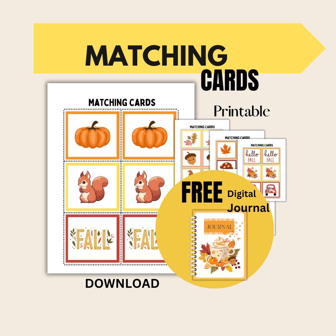 Printable Worksheet for Kids Fall Matching Game: Worksheet for ...