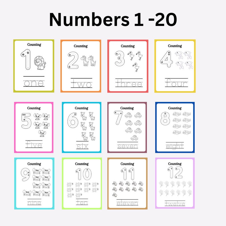 Number Tracing Worksheet 1-20: Fun Learning Activity Printable Kids ...