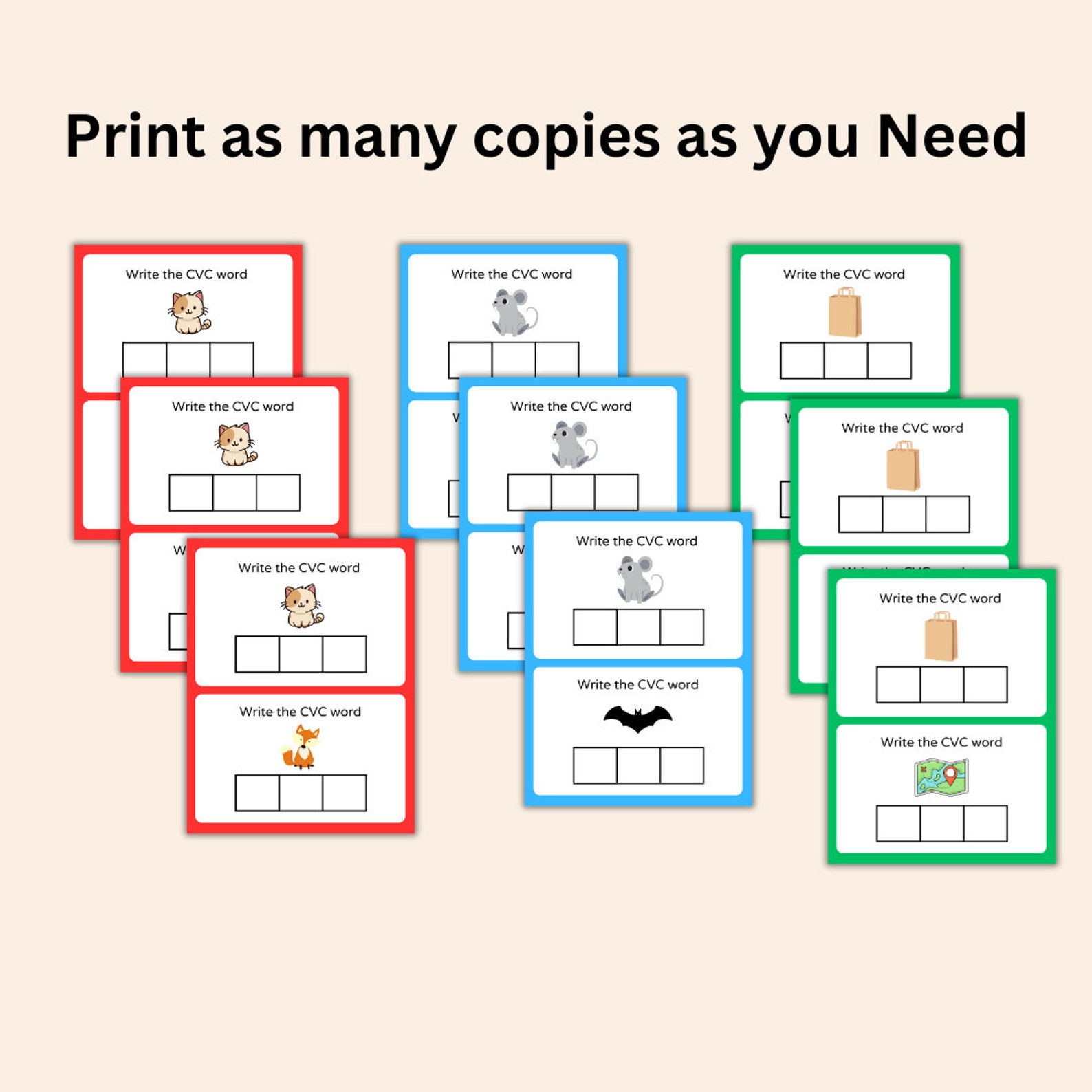 Printable Short Words Flash Cards Reading Cvc Downloadable Educational ...