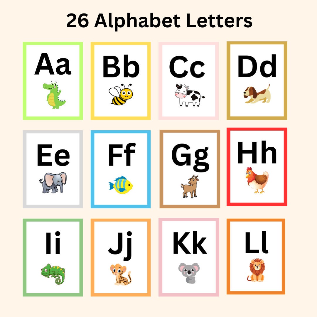 Alphabet Cards Printable: A to Z Educational Flashcards (PDF, PNG) - Etsy