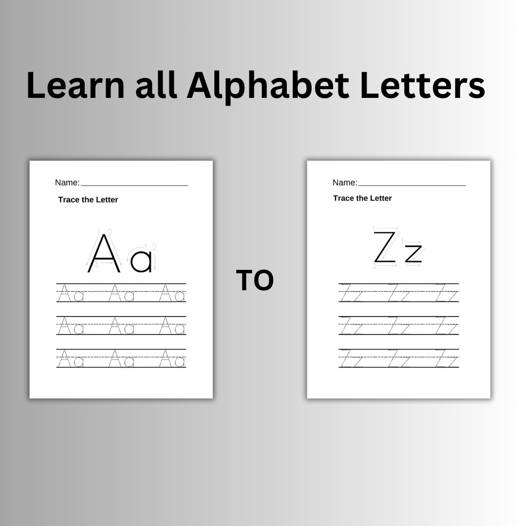 Alphabet Letters A to Z Printable and Downloadable Learn Write Trace ...