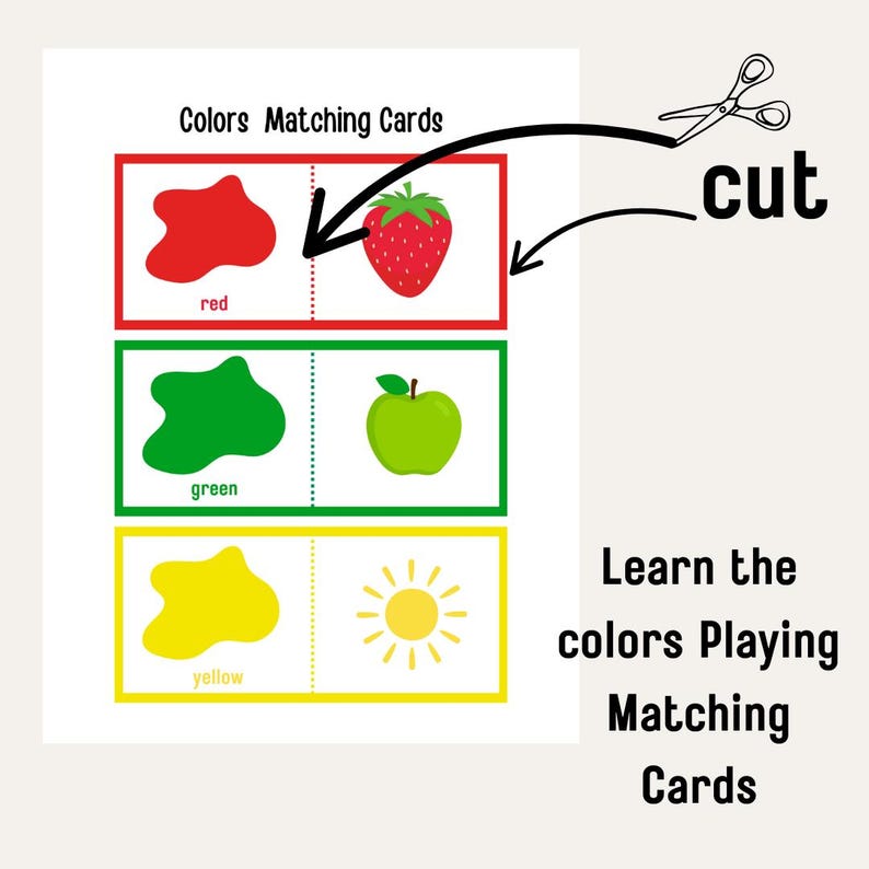 Colors Matching Cards Printable Cards Worksheet Downloadable ...