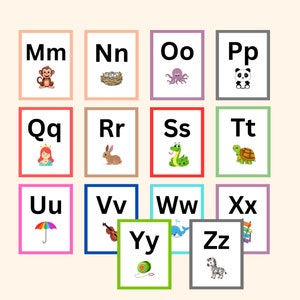 Alphabet Cards Printable: A to Z Educational Flashcards (PDF, PNG) - Etsy