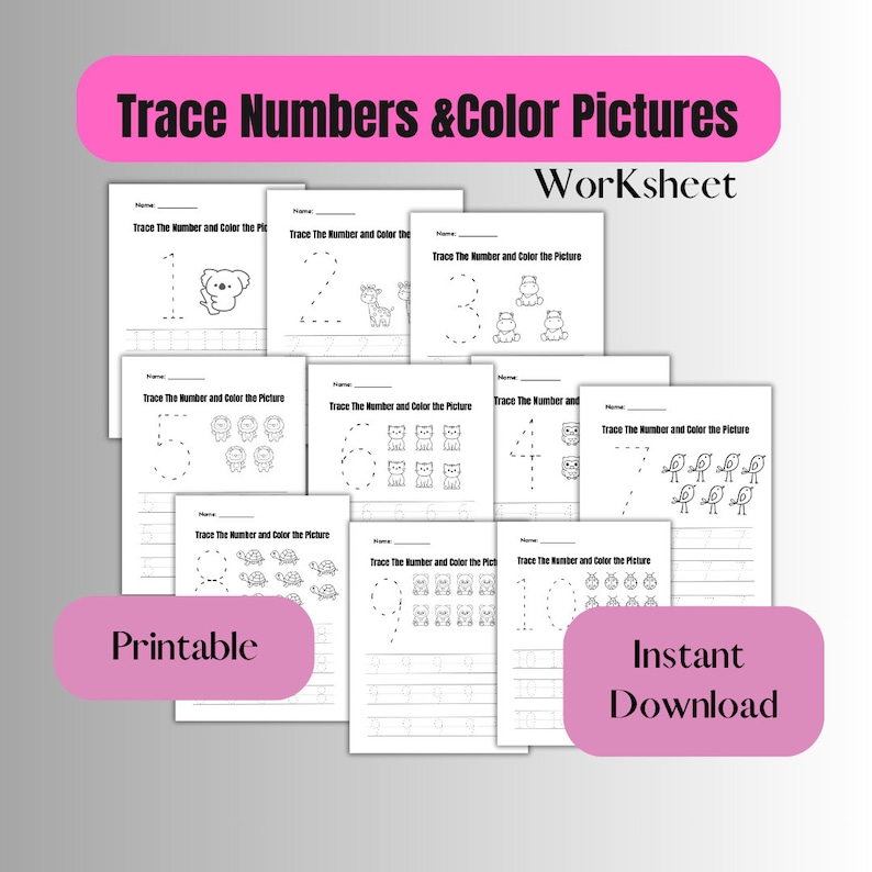 Trace Numbers 1 to 10 Printable and Downloadable Worksheet Teacher ...