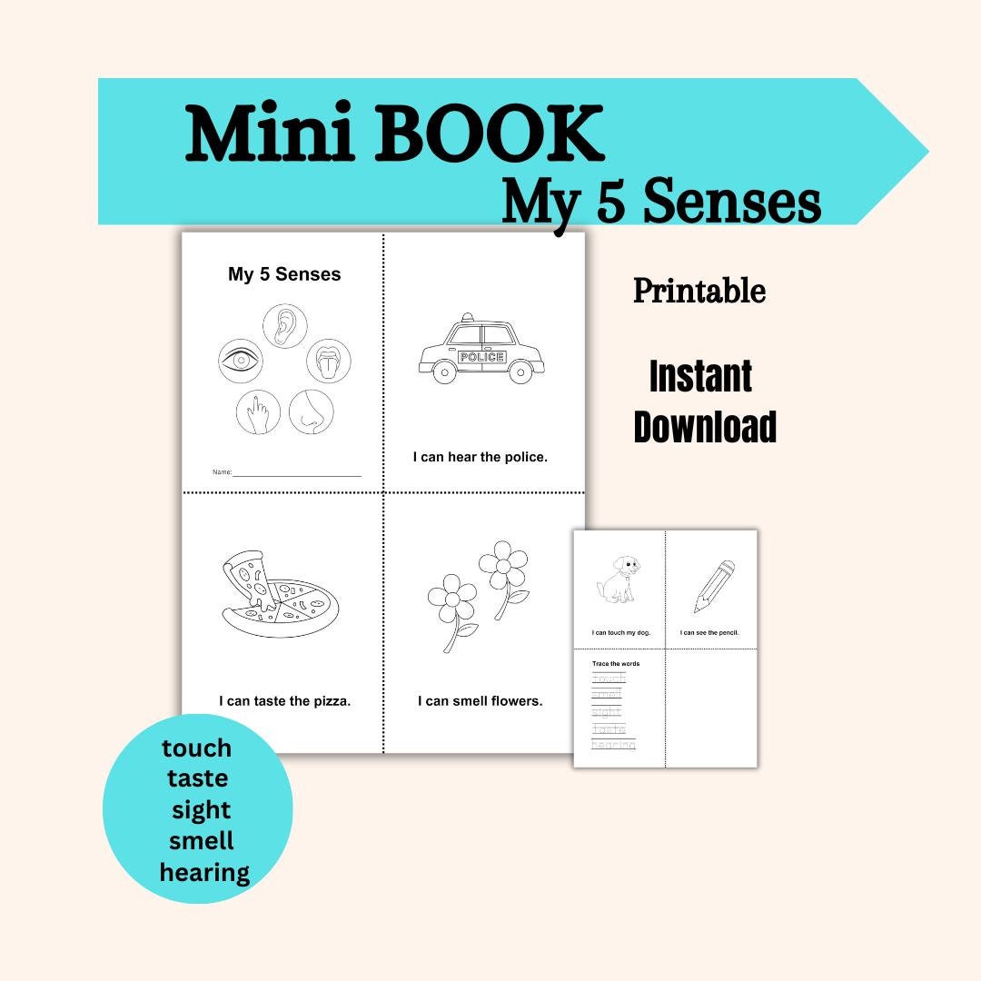 The 5 Senses Mini Book Printable Academic Book for Kinder Downloadable ...