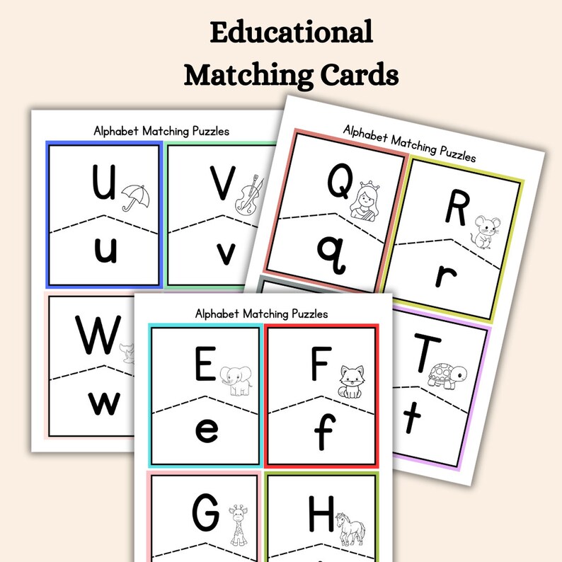 Alphabet Matching Puzzle Printable Letters Download Pre-k Puzzle Game ...