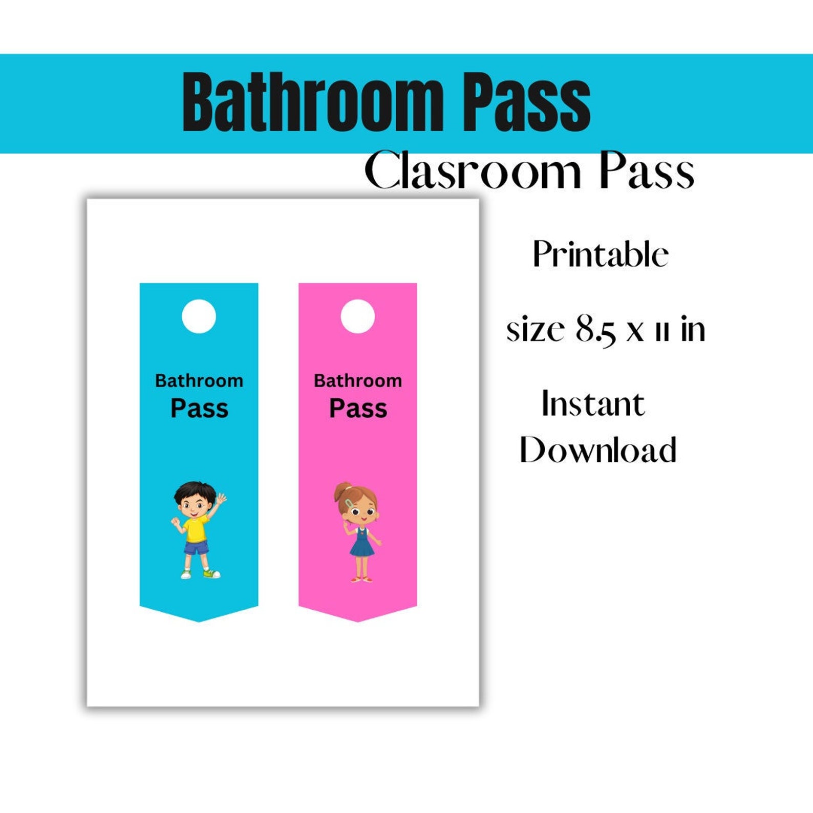 Classroom Bathroom Pass to Control Students Printable Worksheet ...