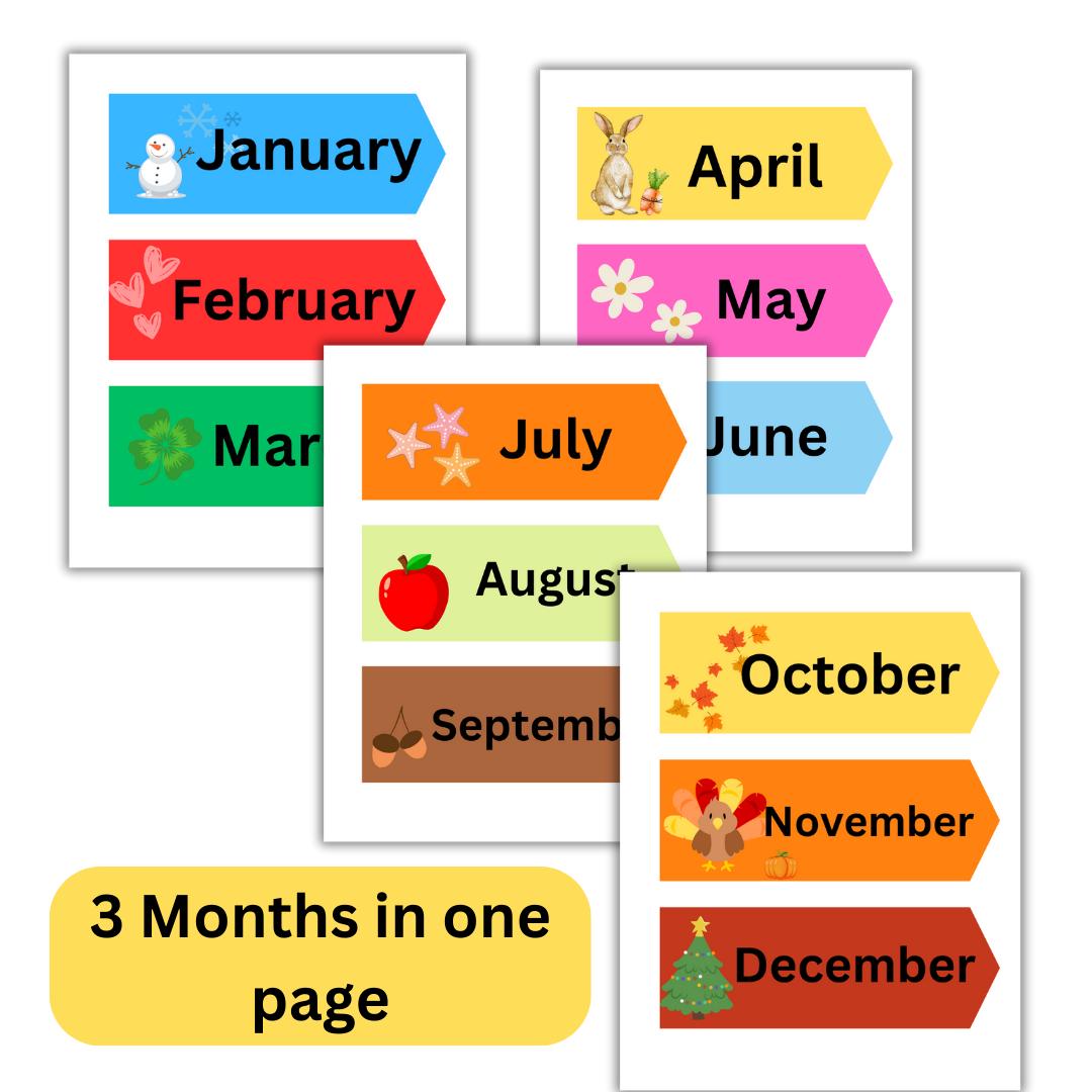 Classroom Calendar Printable: Months of the Year Poster Digital ...