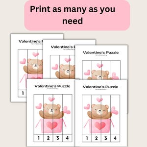 Valentines Puzzle for Kids: Printable Number Games (PDF, PNG) - Etsy