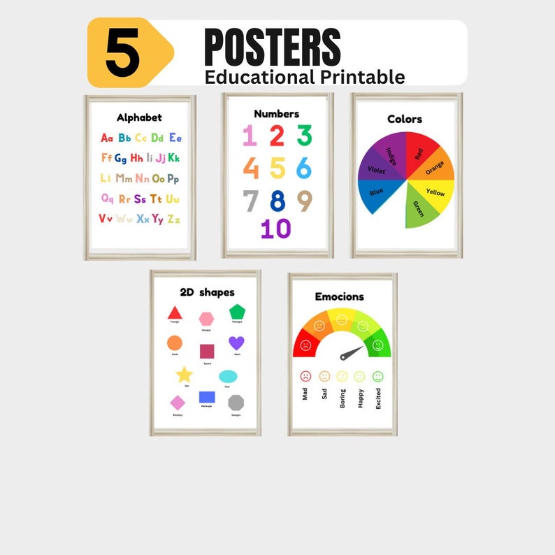 Educational Posters: Alphabet, Numbers, Shapes, Colors (digital ...