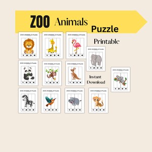 Zoo Animals Puzzle Printable Kids Activity Worksheet Field Trip Animals ...