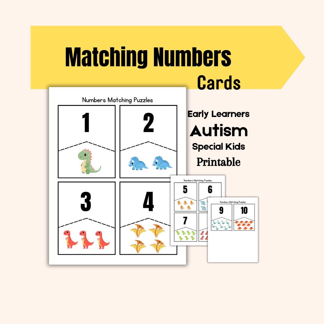 1-10 Number Cards, Preschool Worksheet Printable, Digital Matching ...