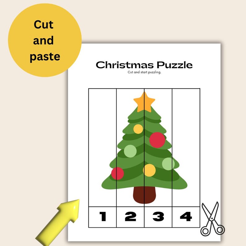 Christmas Puzzle Digital Printable Worksheet Kids Packet Downloadable ...
