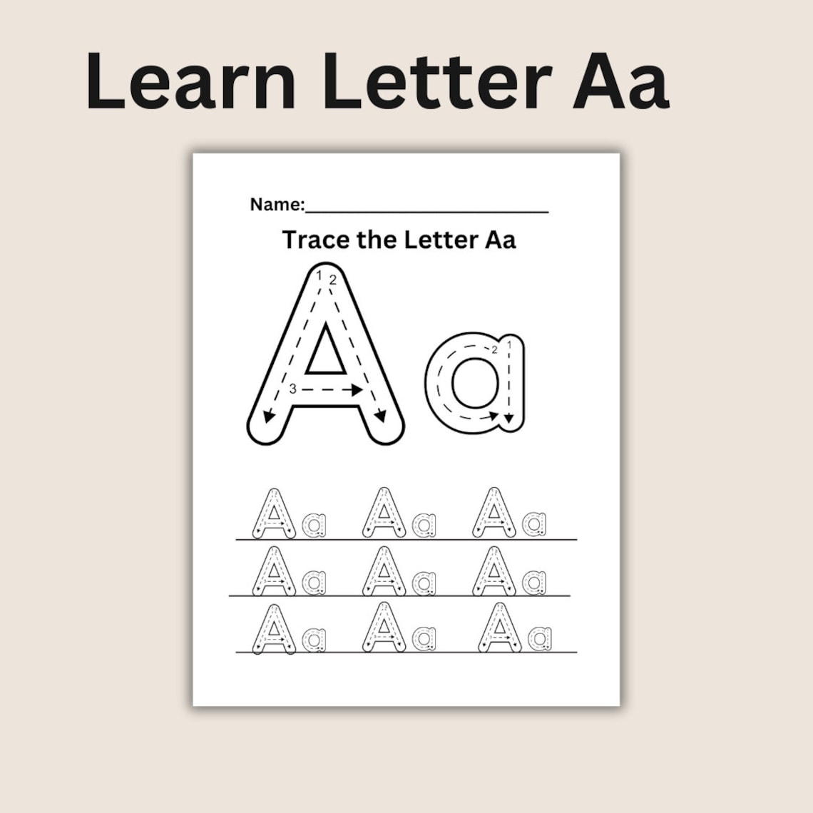 Alphabet Letters Aa Printable 10 Worksheet Early Learning Kindergarten ...