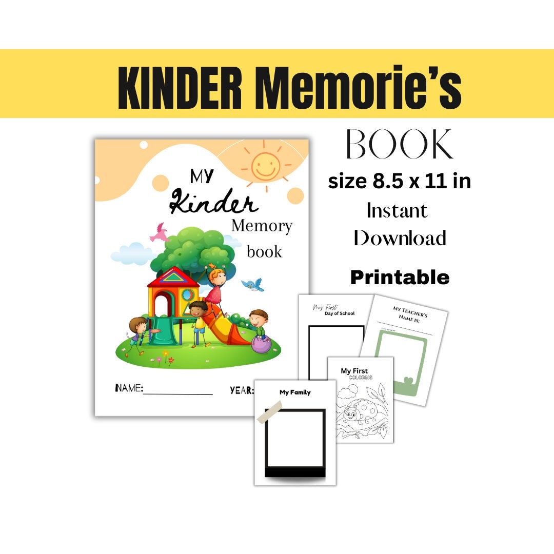 Kindergarten Memory Book Printable: Back to School Worksheet (PDF) - Etsy