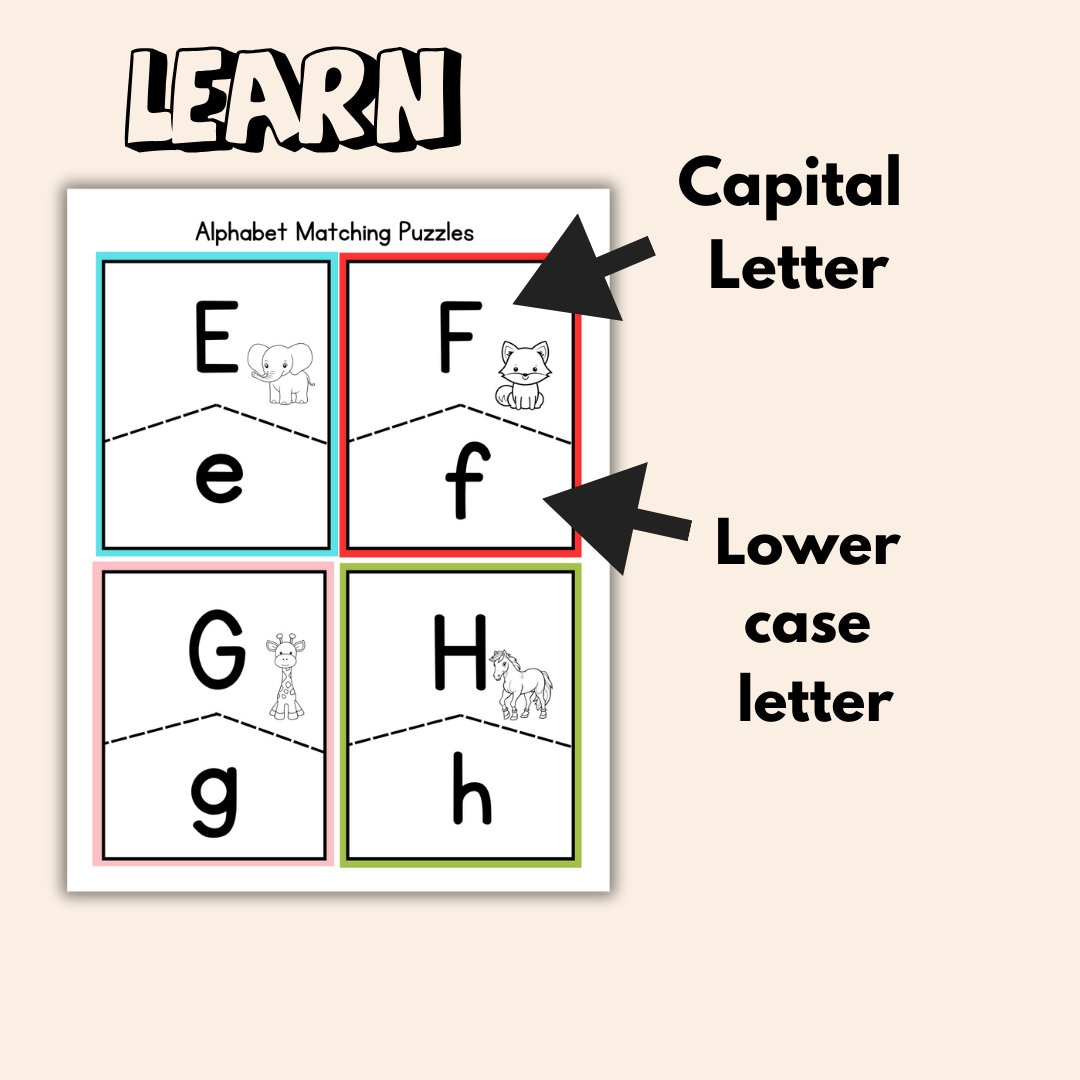 Alphabet Matching Puzzle Printable Letters Download Pre-k Puzzle Game ...