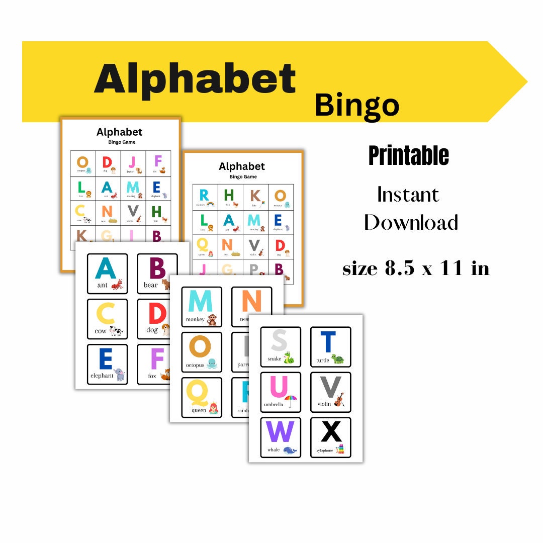 Alphabet Bingo Printable Letters Play Bingo Download ABC Print ...
