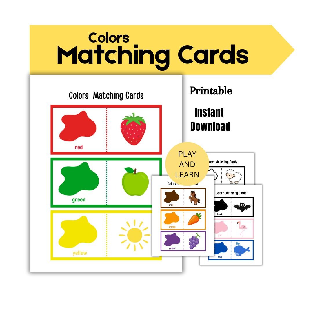 Colors Matching Cards Printable Cards Worksheet Downloadable ...
