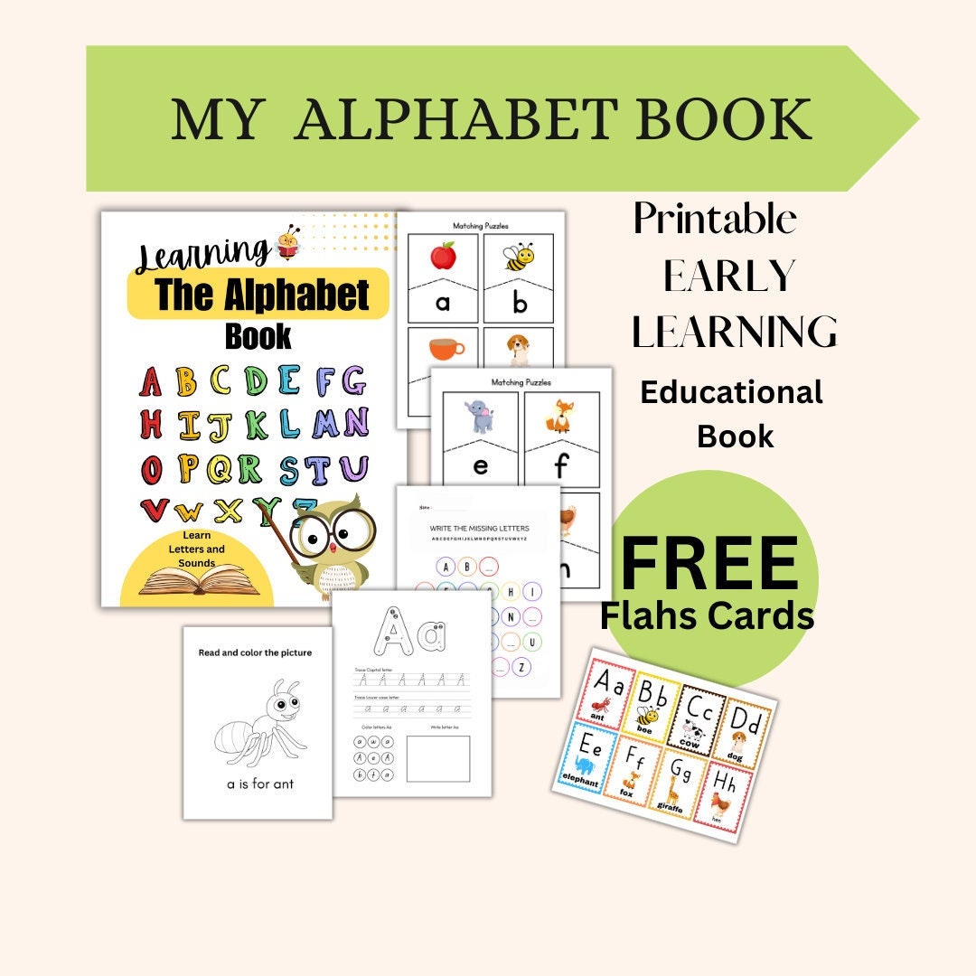 Alphabet Book Printable: Early Learning, Letters & Tracing Kindergarten ...