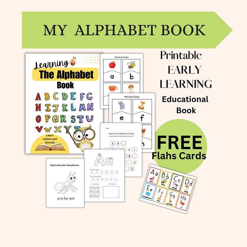 Alphabet Book Printable: Early Learning, Letters & Tracing Kindergarten ...