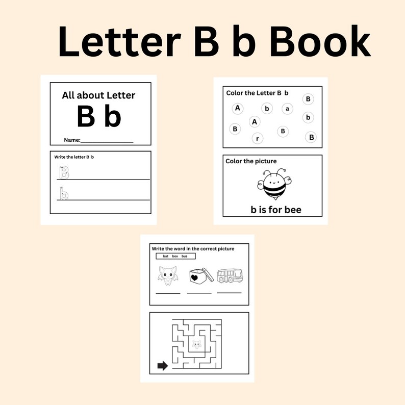 All About Letter B B Printable Book Worksheet Educational Home School ...