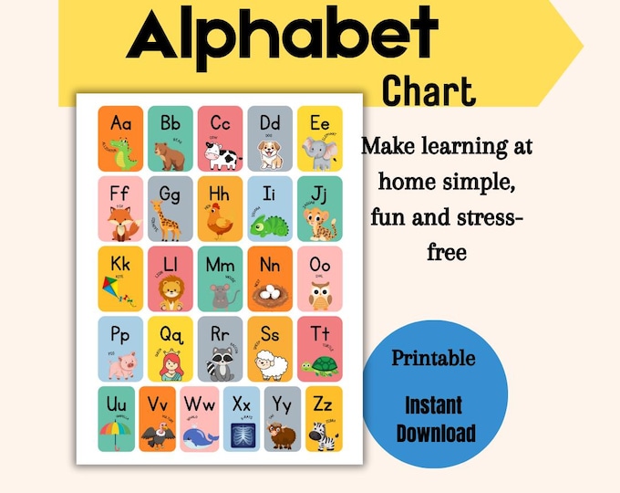 A-Z Alphabet Poster for Kids | Digital Download | Preschool Wall Art ...
