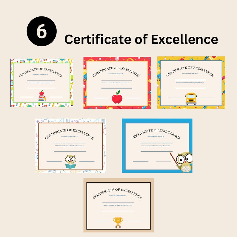 Certificate of Excellence Printable: Kids School Graduation Pdf Digital ...