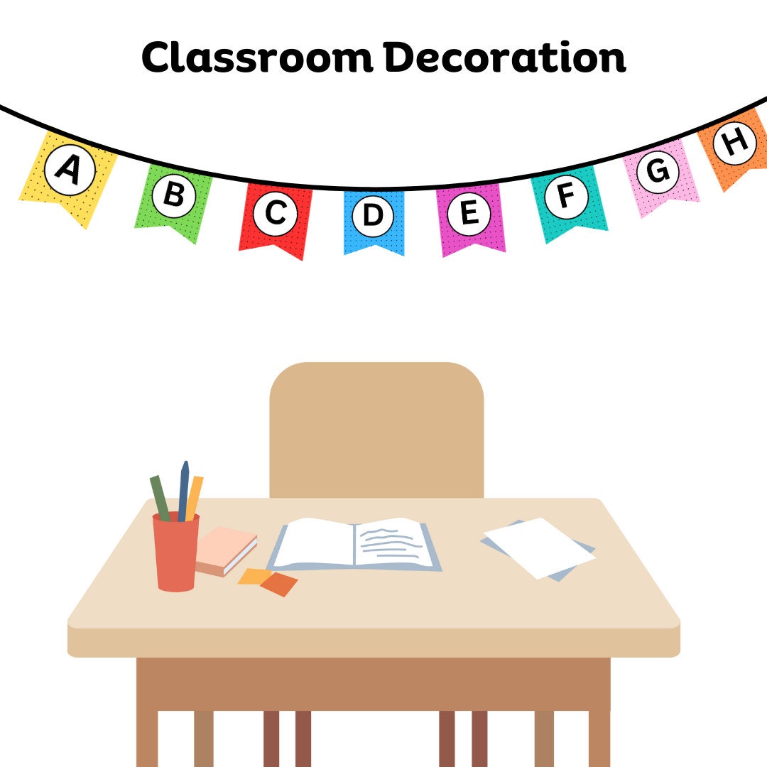 ABC Printable Classroom Flags Decor Playroom for Kids Letters Practice ...