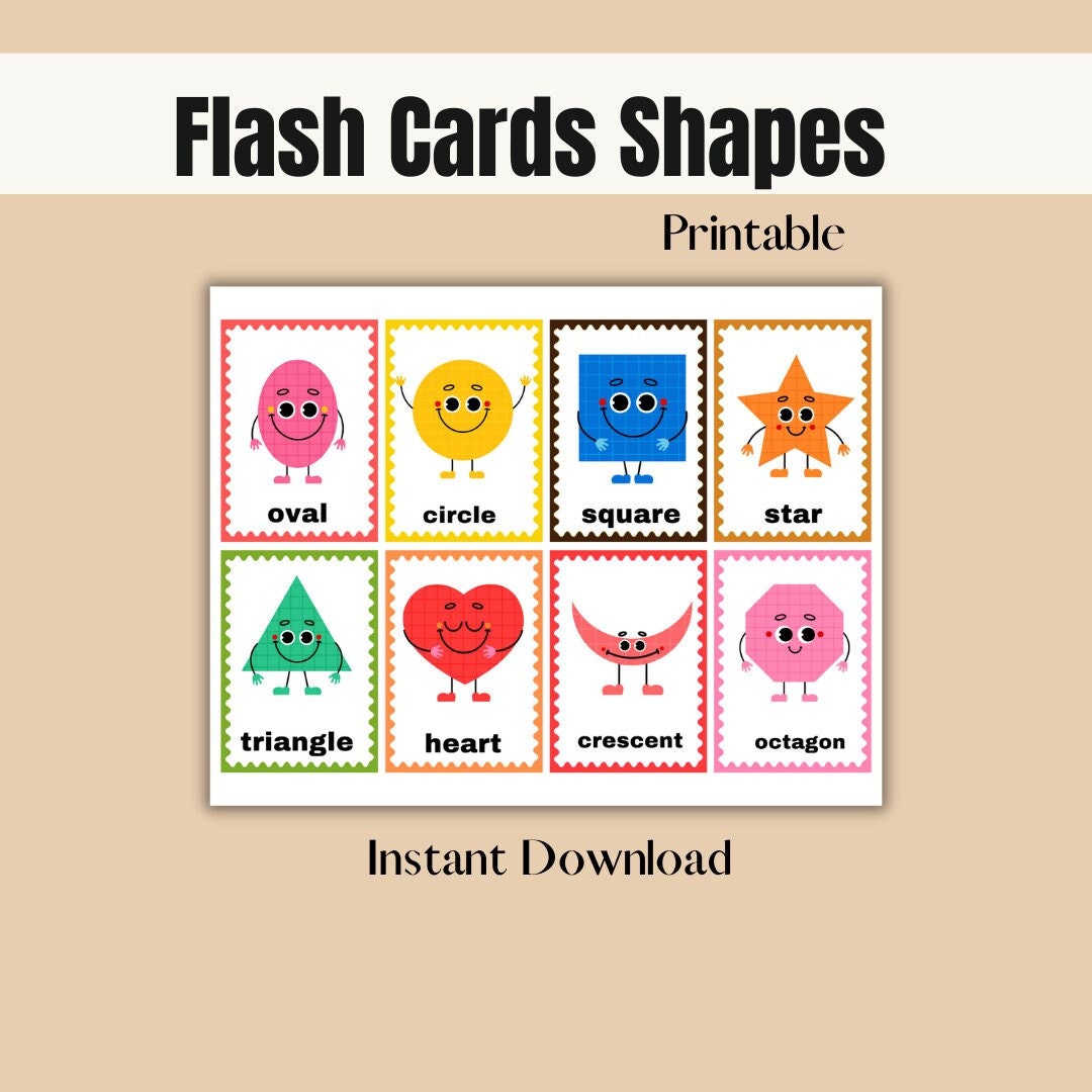 Shapes Printable Flash Cards Educational Downloadable Cards Print ...
