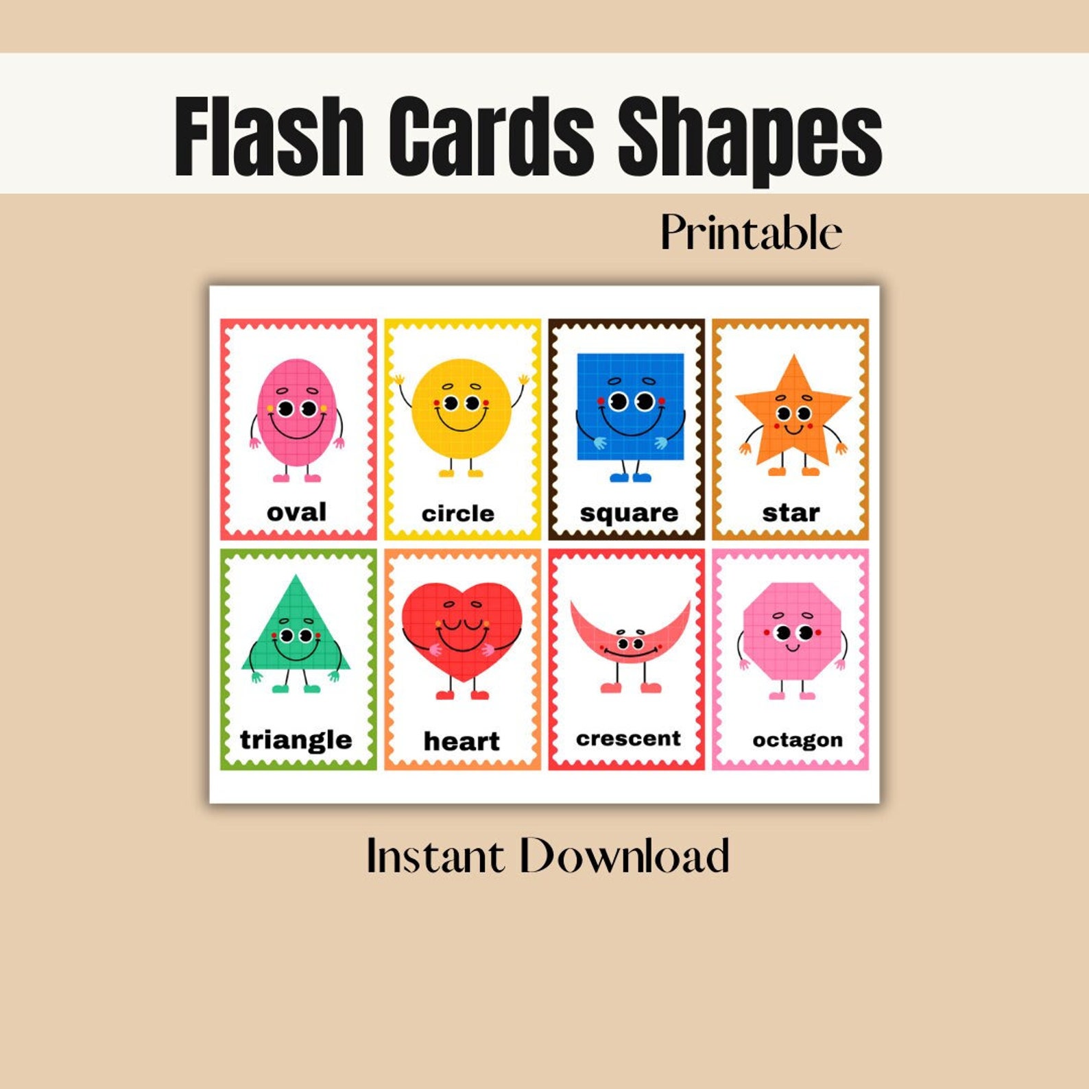 Shapes Printable Flash Cards Educational Downloadable Cards Print ...
