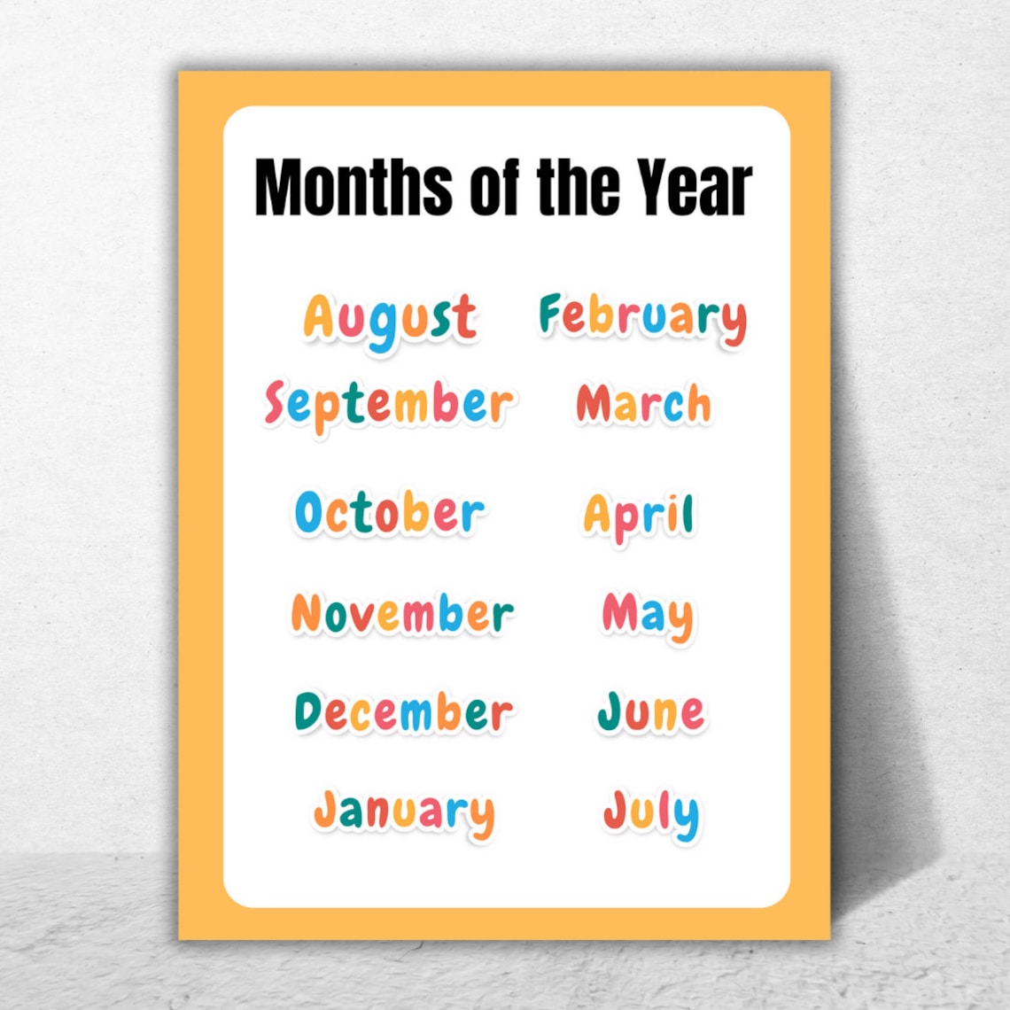 Months of the Year Printable School Poster Students Learning ...
