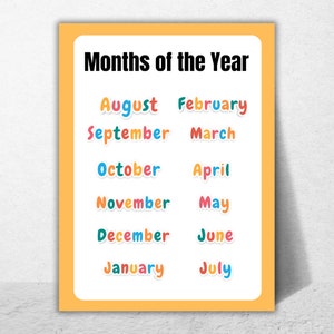 Months of the Year Printable School Poster Students Learning ...