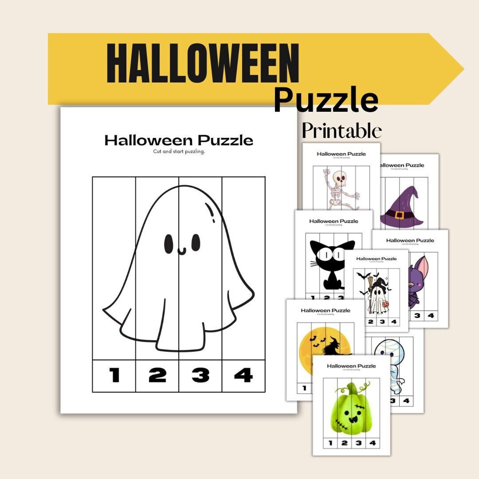 Halloween Puzzle Printable: Spooky Kids Activities Counting Activities ...