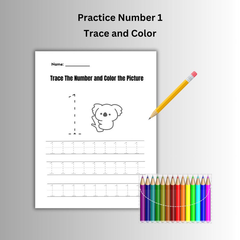 Trace Numbers 1-10 Worksheet: Coloring & Counting Practice (PNG Digital ...