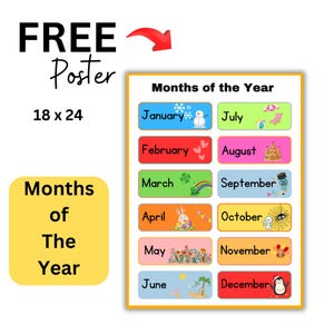 Classroom Calendar Printable: Months of the Year Poster Digital ...