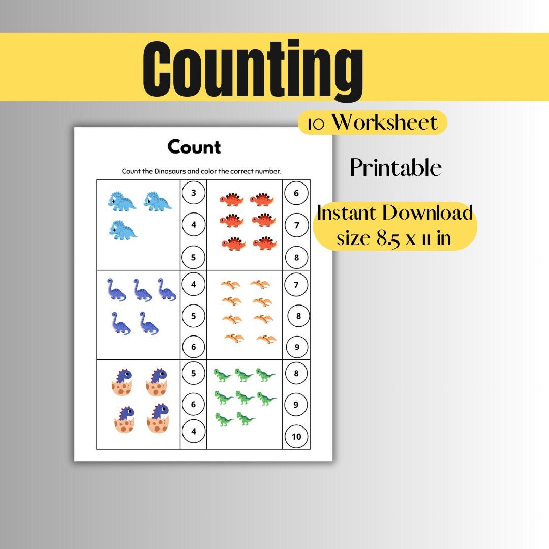 Counting Printable Worksheet Numbers Practice Kids Downloadable Learn ...