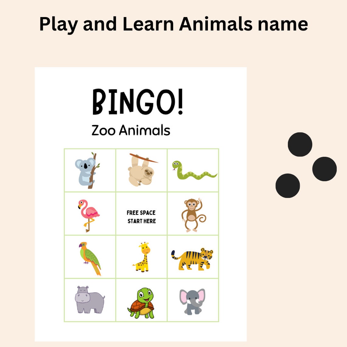 Zoo Animals Bingo Printable Game Download Bingo Cards Kids Fun Bingo ...