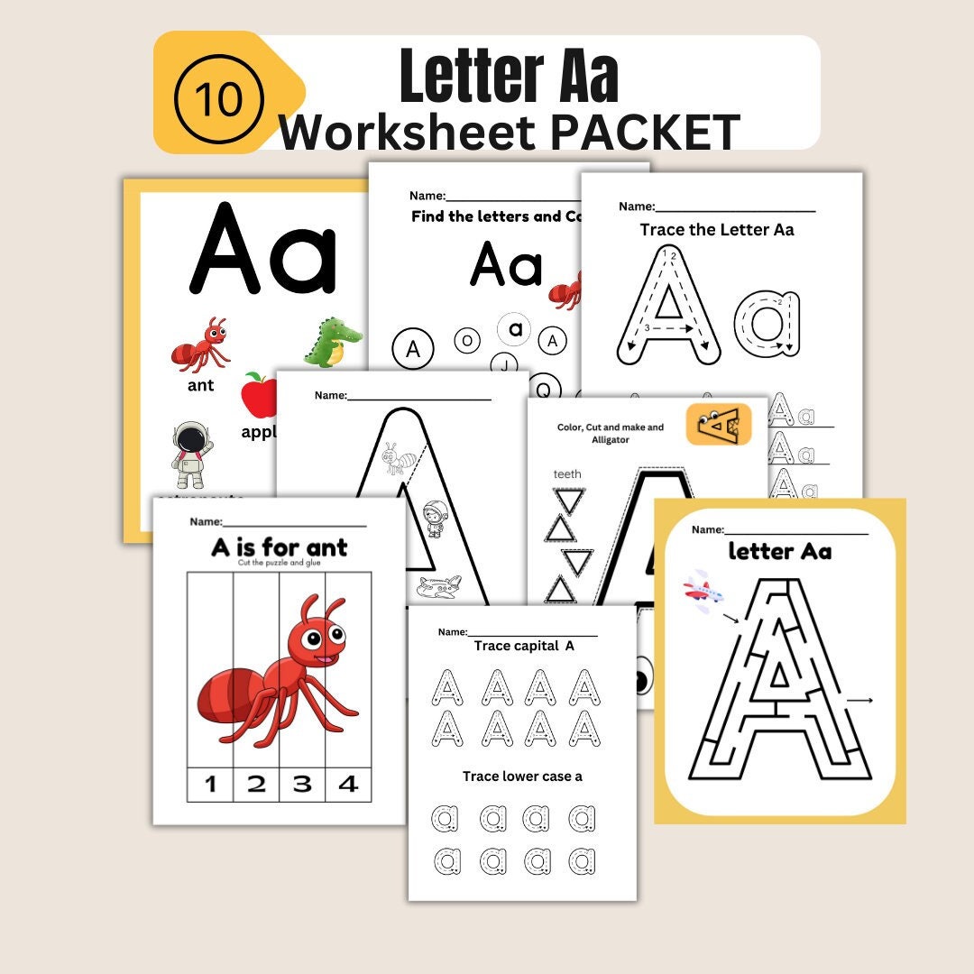 Alphabet Letters Aa Printable 10 Worksheet Early Learning Kindergarten ...