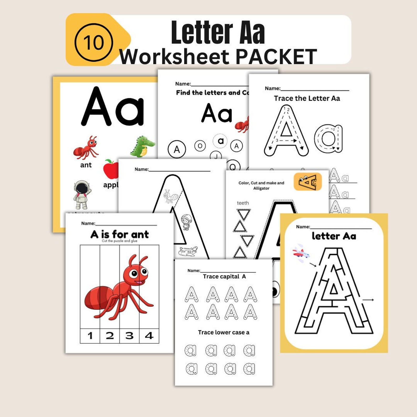 ABC Power Pack: Write, Trace & Learn the Alphabet Letters Aa Printable ...