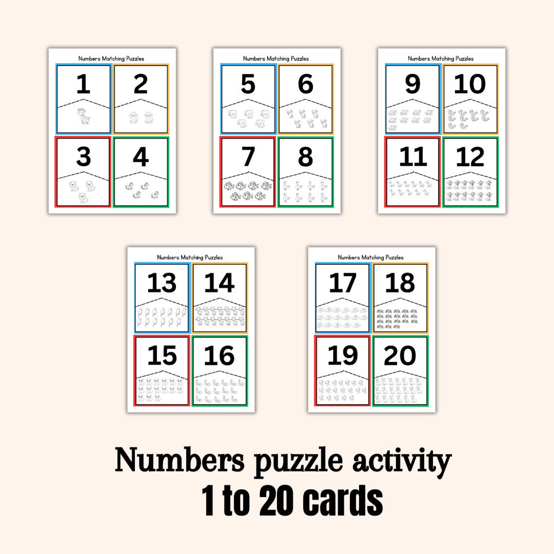 Digital 1 to 20 Numbers Matching Puzzle Download Counting Numbers Print ...