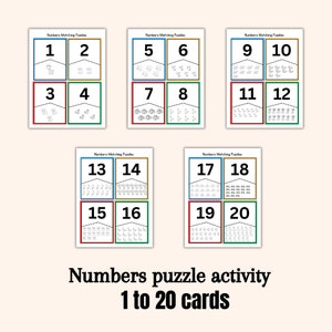 Digital 1 to 20 Numbers Matching Puzzle Download Counting Numbers Print ...