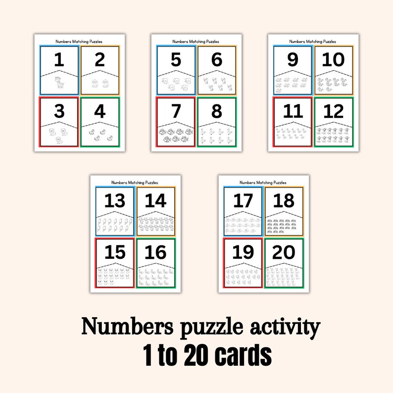 Digital 1 to 20 Numbers Matching Puzzle Download Counting Numbers Print ...