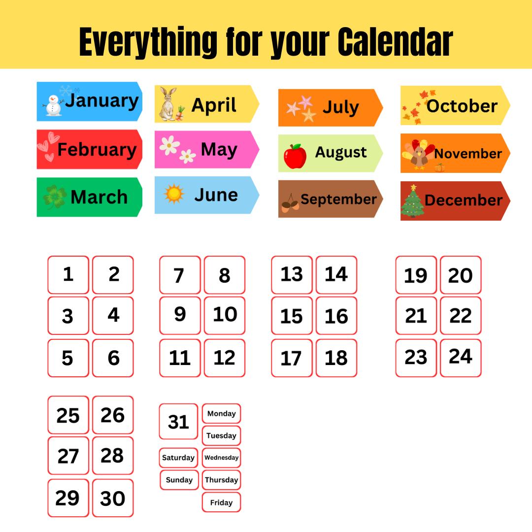 Classroom Calendar Printable: Months of the Year Poster Digital ...
