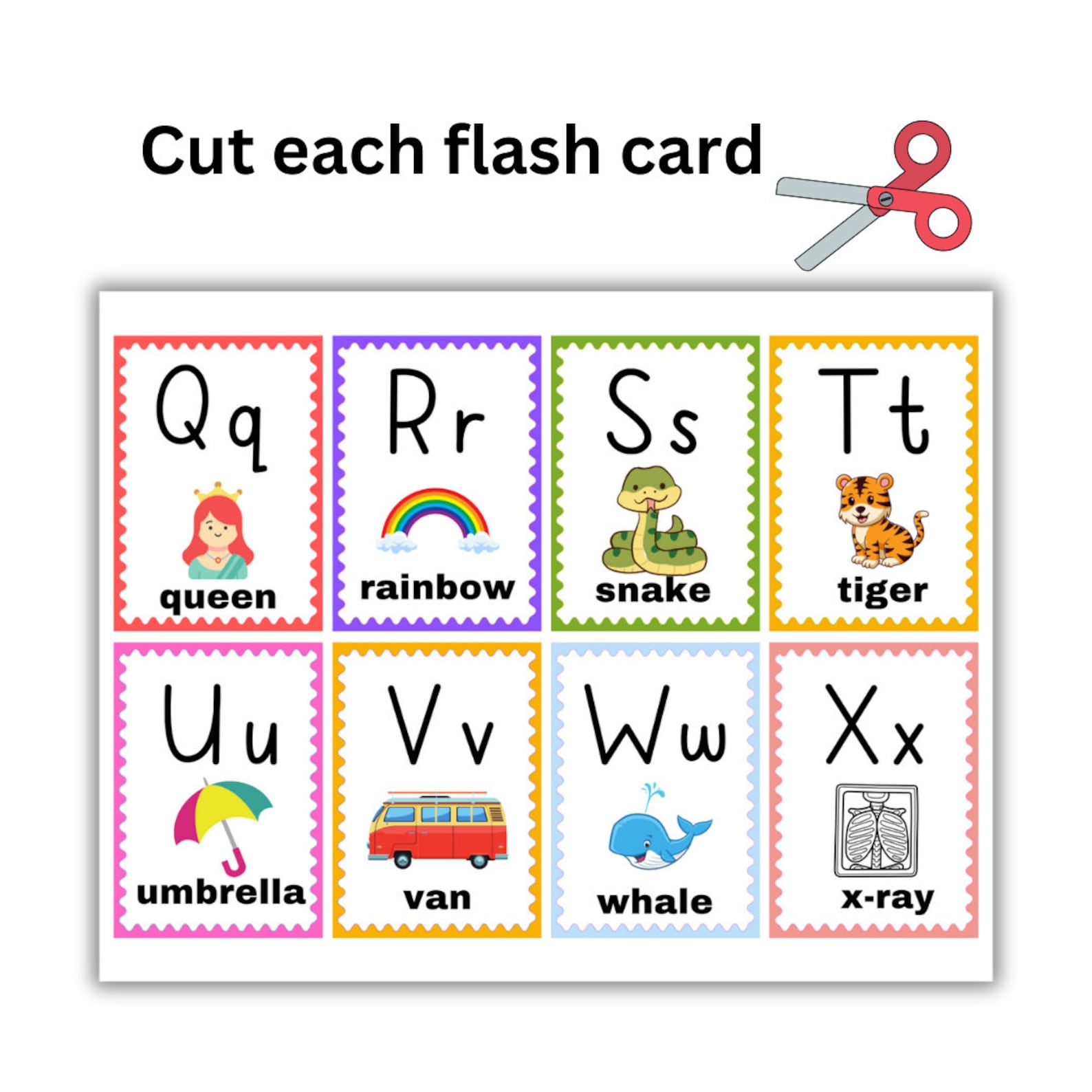 Alphabet Flash Cards A-Z Printable Learning Digital Download Colorful ...